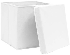 Úložné boxy s víky 10 ks 28 x 28 x 28 cm bílé - Default Title