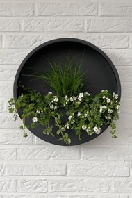 Květináč na zeď MURA, sklolaminát, Ø 40 cm, černá