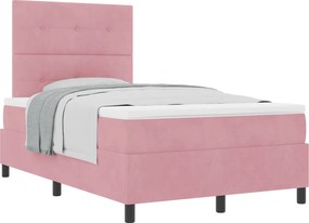 Postel s boxspringem s čelo Růžová 120 x 200 cm samet 3339829