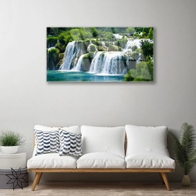 Obraz na skle Vodopád Příroda 125x50 cm