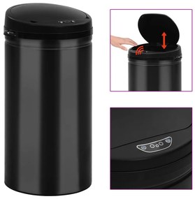 Odpadkový koš s automatickým senzorem 50 l uhlíková ocel černý 322700