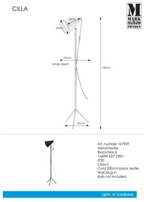 Markslöjd 107929 - Stojací lampa CILLA 1xE27/60W/230V