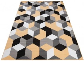 Kusový koberec moderní MAYA Q545A Kostky 3D žlutý šedý Rozměr: 120x170 cm