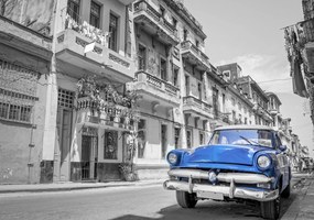 Postershop Fototapeta vliesová: Havana modré auto - 184x254 cm
