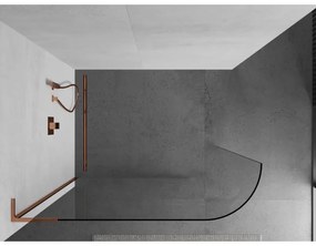 Mexen Kioto L, sprchová zástěna Walk-In 100 x 200 cm, 8mm čiré sklo, růžové zlato profil, 800-100-103-60-06