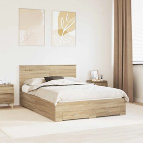Rám postele s čelo Dub sonoma 135 x 190 cm Kompozitní dřevo 3410906