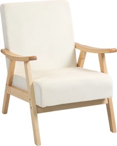 HOMCOM Křeslo do Obývacího Pokoje Nordic S Područky, Polstrování, Padded Křeslo s Dřevěným Rámem, Křeslo s Vzhledem Veluru, Čalouněné Křeslo do Ložnic