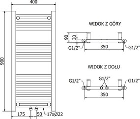 Mexen Mars, topné těleso 900x400 mm, 244 W, chromová, W110-0900-400-00-01