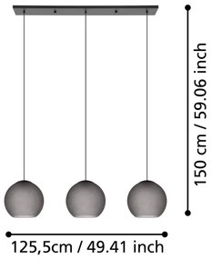 Eglo 390214 - Lustr na lanku ARANGONA 3xE27/40W/230V kouřová