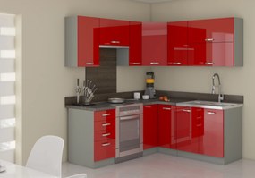 Rohová kuchyně Rosso 190x170cm, červený lesk