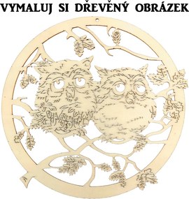 AMADEA Dřevěný obrázek k vymalování sovy v kolečku 20 cm
