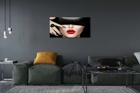 Obrazy na plátně Žena rány červené rty 140x70 cm