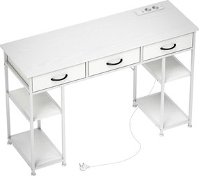HOMCOM Počítačový stůl s 2 USB porty a 2 elektrickými zásuvkami, stůl se úložným prostorem 120 x 40 cm, nastavitelné police a 3 látkové zásuvky, praco
