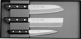 Sada 3 kuchyňských nožů Tojiro Basic VG-10 Santoku, Nakiri, univerzální,