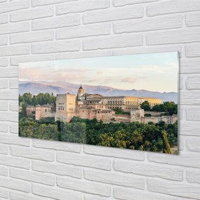 akrylový obraz Španělsko Castle horský les 125x50 cm