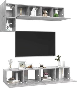 5dílný set TV skříněk betonově šedý kompozitní dřevo 3079113