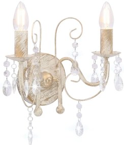 Nástěnná lampa s korálky bílá patina 2 x žárovka E14 281590