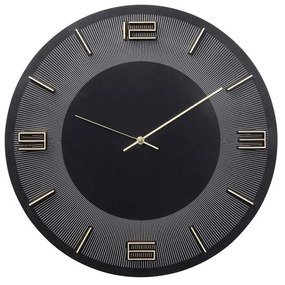 KARE DESIGN Nástěnné hodiny Leonardo – černozlaté 48,5 × 48,5 × 4,5 cm