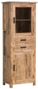 furniture-nabytek.cz - Masivní vitrína Mumbari Mango z mangového dřeva, lakovaná, hnědá