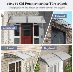 Costway Přístřešek na přední dveře hliníková střešní krytina oblouková