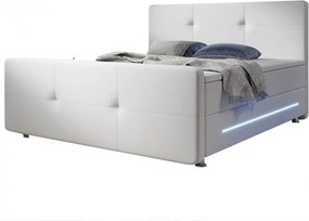 Goleto Postel Box Spring Oakland s LED osvětlením 180 x 200 cm | bílá