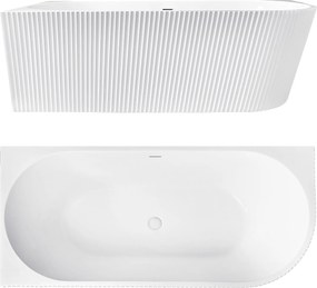 Rea Wenus, akrylová rohová vana 1700x800x575 mm, levá, bílá se zlatou matnou odtokovou zátkou, KPL-W7129
