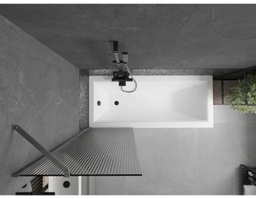 Mexen Next, 1-křídlová vanová zástěna 60 x 150 cm, 6mm sklo Ribs, broušená grafitová, 895-060-000-00-09-66