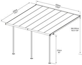Sierra 4200 šedá 3 x 4,25 - hliníková (montovaná) pergola