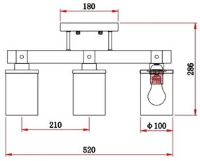 Brilagi - Přisazený lustr VISTA 3xE27/60W/230V dub