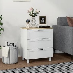 HOMCOM komoda se 3 zásuvkami, 60×38×71 cm – bílá/dřevěný vzhled