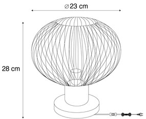 Moderní drátěná stolní lampa béžová 23 cm - Gila