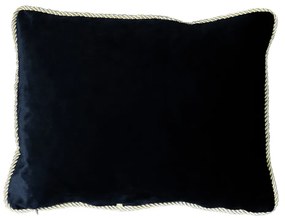 Černý sametový polštář se zlatým krouceným lemem - 45*35cm