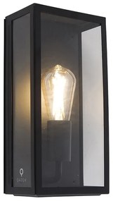 Průmyslová venkovní nástěnná lampa černá IP44 se sklem - Rotterdam