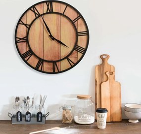 vidaXL 325172  Wall Clock 39 cm Brown and Black MDF and Iron [325172]