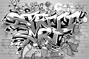 Tapeta šedý Street Art nápis se spreji - 150x100