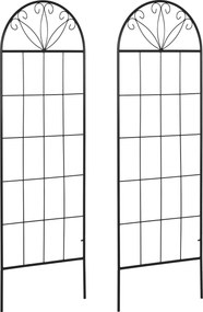 Sada 2 kovových zahradních treláží Outsunny pro popínavé rostliny - 51 x 152 cm černé