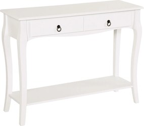 HOMCOM Konferenční Stolek s Úložným Prostorem do Obývacího Pokoj a Předsíně s Šuplíky a Policí Elegantní Design 100x33x75cm Bílý Lesklý Dřevěný | Aoso