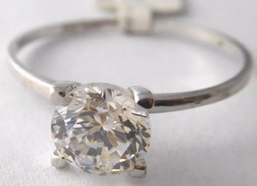 Klenoty Budín Mohutný zlatý prsten z bílého zlata - zásnubní prsten 585/1,35gr vel. 58 1166023