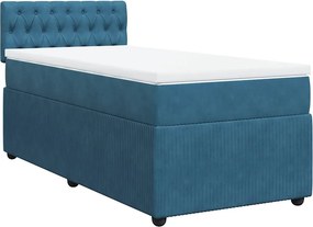 Box spring postel s matrací modrá 100 x 200 cm samet 3287672