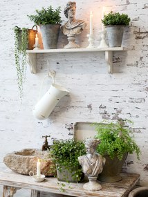 Krémový antik dekorační plechový džbán Joug - 23*13*30 cm