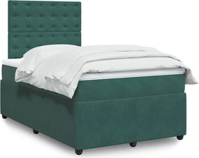 Box spring postel s matrací tmavě zelená 120x190 cm samet 3294601