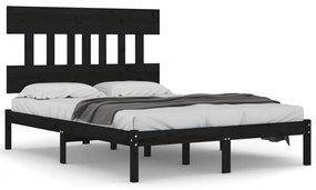 Rám postele černý masivní dřevo 140 x 190 cm,  3104722