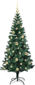 Umělý osvětlený vánoční stromeček Zelená 150 cm PVC a kov 3396753
