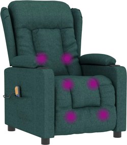 Masážní křeslo tmavě zelené textil 339064