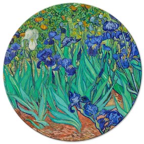 Kulatý obraz Irises od Vincenta van Gogha - modré květiny na louce