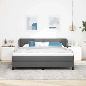 Postel s boxspringem s čelo Tmavě šedá 180 x 200 cm textil 3340039