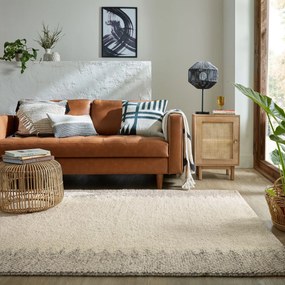 Flair Rugs, Ručně tkaný kusový koberec Minerals Border Natural, 160x230, béžová, chodba / předsíň