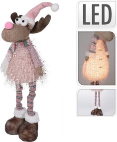Vánoční sob s LED – růžový 45 cm