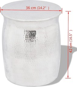 Tepaná hliníková stolička / odkládací stolek stříbrná 242324