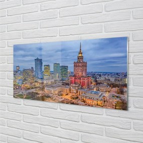 Obraz na skle Warsaw Panorama západu slunce 140x70 cm